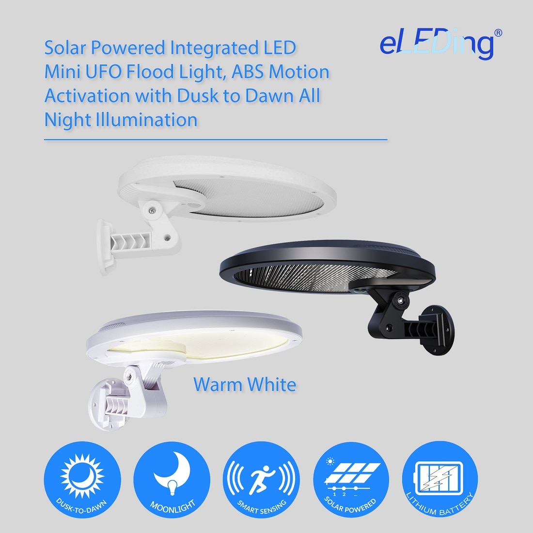 eLEDing Self-Contained 160° Black Motion Activated Outdoor Integrated ...