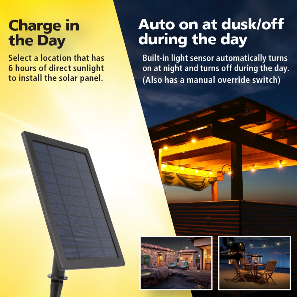 Hampton Bay 10-Light 20 ft. Outdoor Solar LED Edison Bulb String Light ...