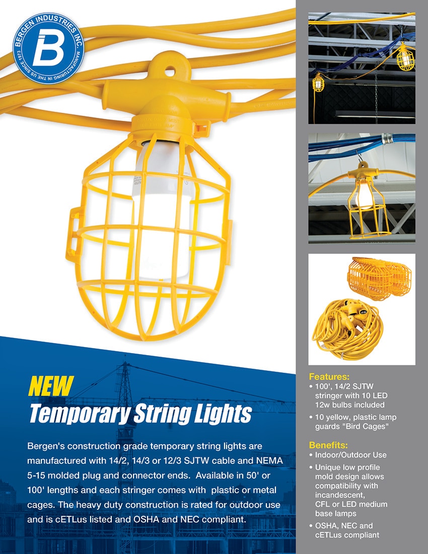 Bergen Industries 100 ft. 15 Amp 18/2 SJTW Temporary Work Light ...