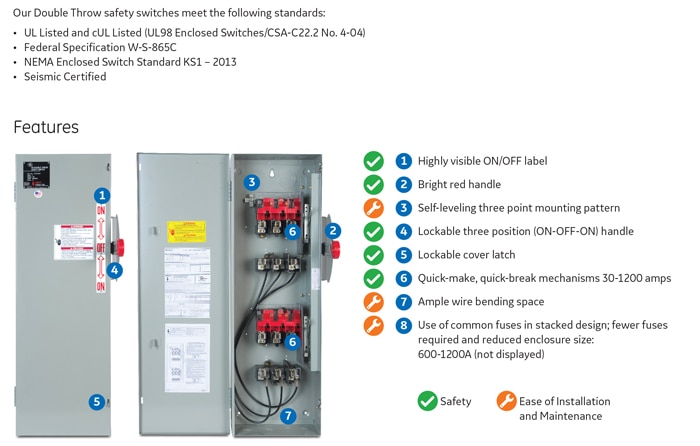 ABB 30 Amp 240V Non-Fused Indoor General-Duty Double-Throw Safety ...