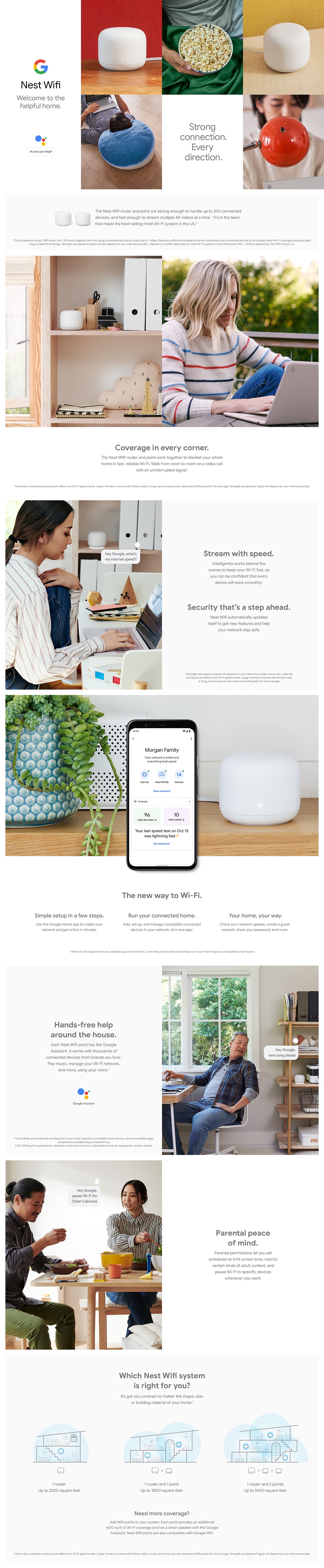 Google Nest Wifi - Mesh Router AC2200 and 1 Point with Google Assistant ...