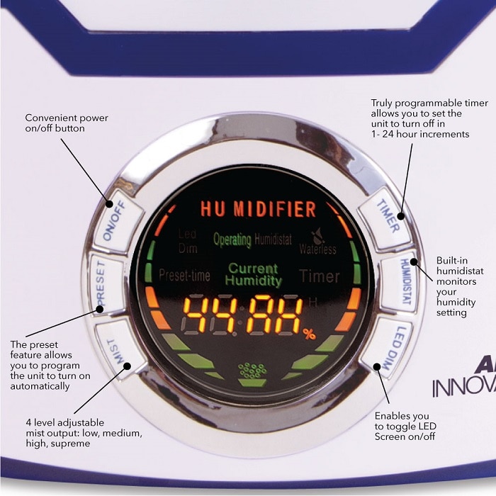 Air Innovations 1.37 Gal. Cool Mist Digital Humidifier for Large Rooms ...