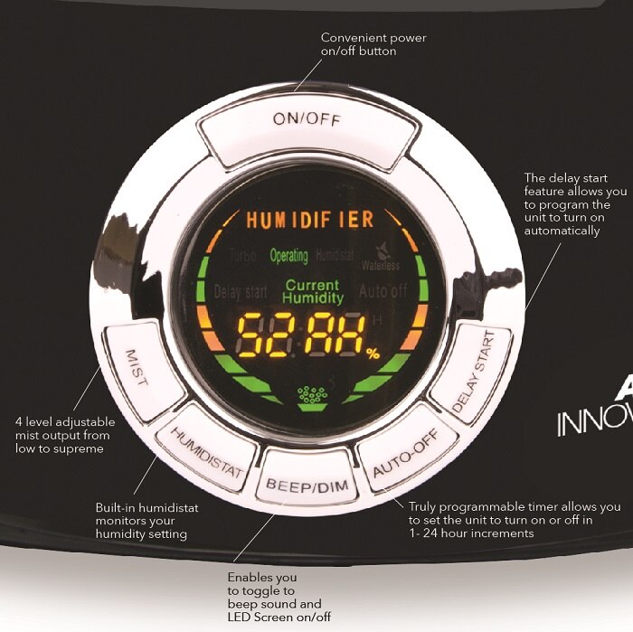 Air Innovations 1.6 Gal. Cool Mist Digital Humidifier for Large Rooms ...