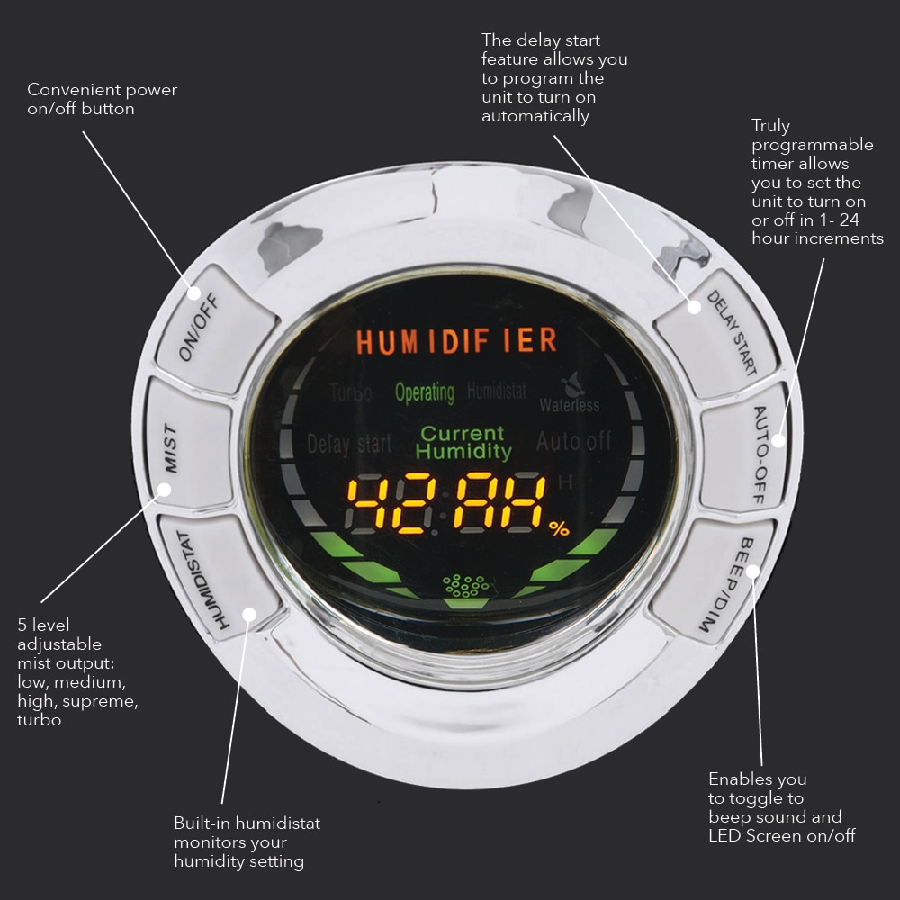 Air Innovations 1.7 Gal. Cool Mist Digital Humidifier for Large Rooms ...