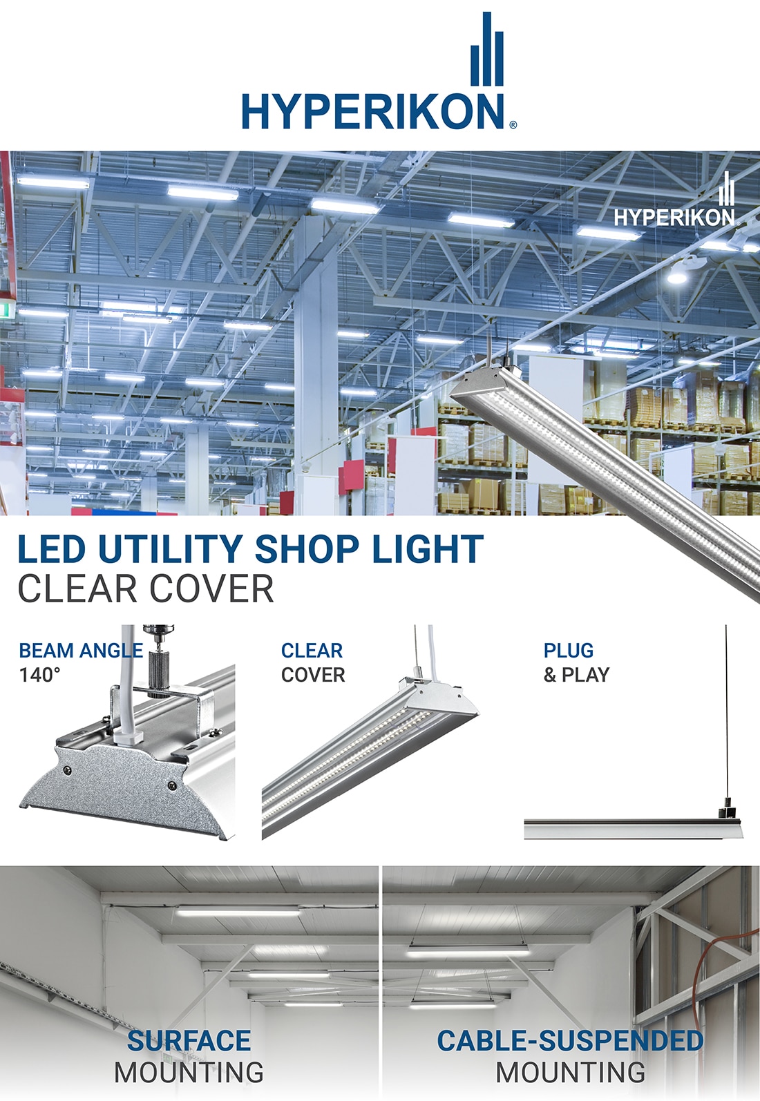 Hyperikon 4 ft. 35-Watt (100-Watt Equivalent) Integrated LED Aluminum ...