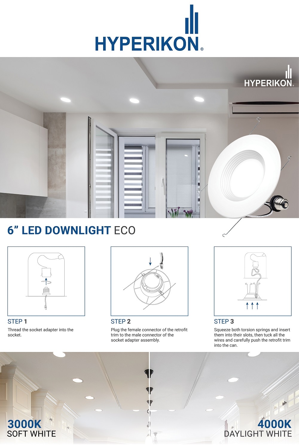 Hyperikon Eco Downlight 5 in./6 in. 4000K 14-Watt Remodel Dimmable E26 ...