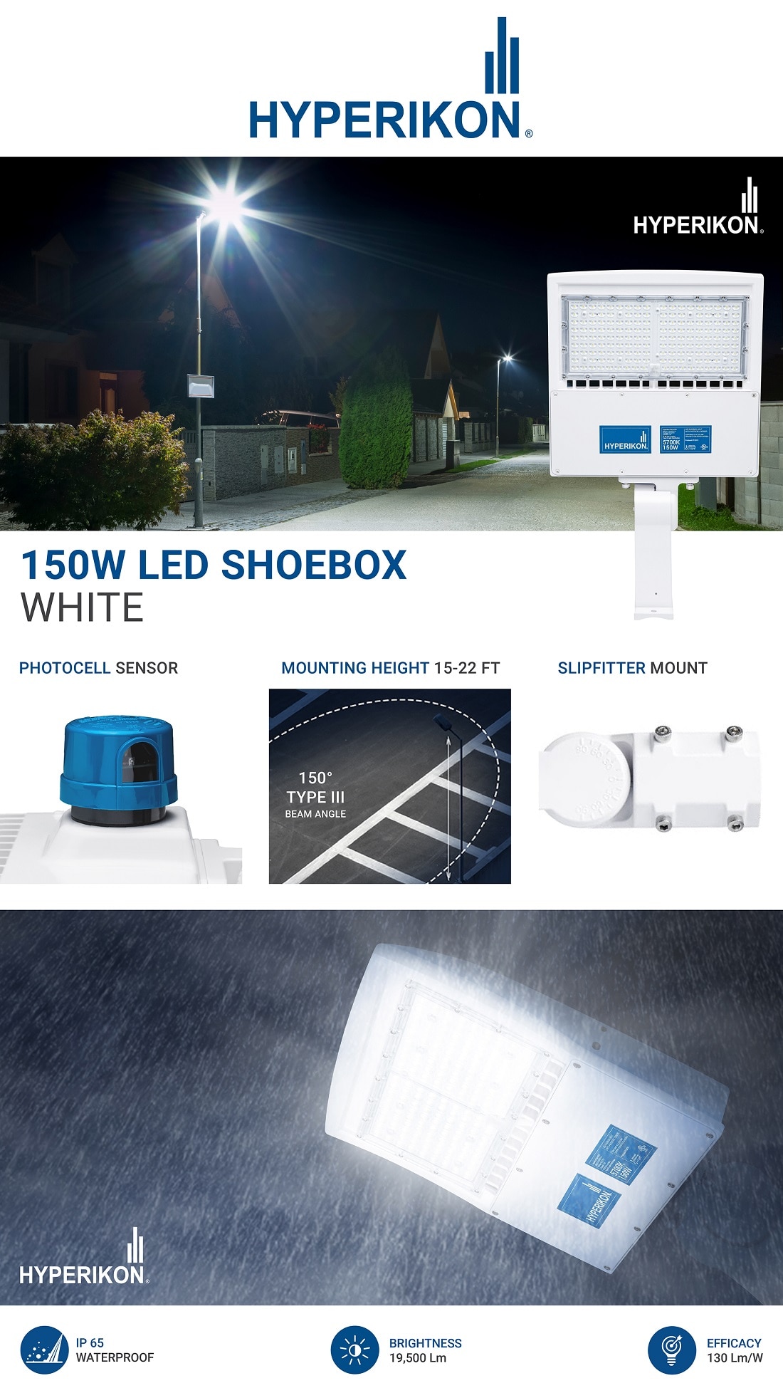 Hyperikon Shoebox 750-Watt Equivalent Integrated LED White Outdoor ...