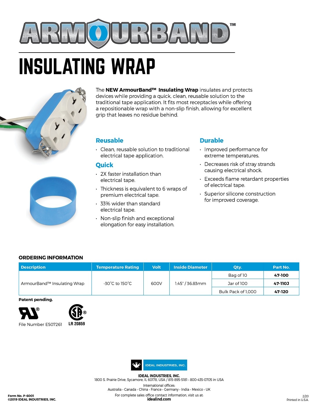IDEAL ArmourBand Model Insulating Wrap, Blue (100-Jar) 47-110J