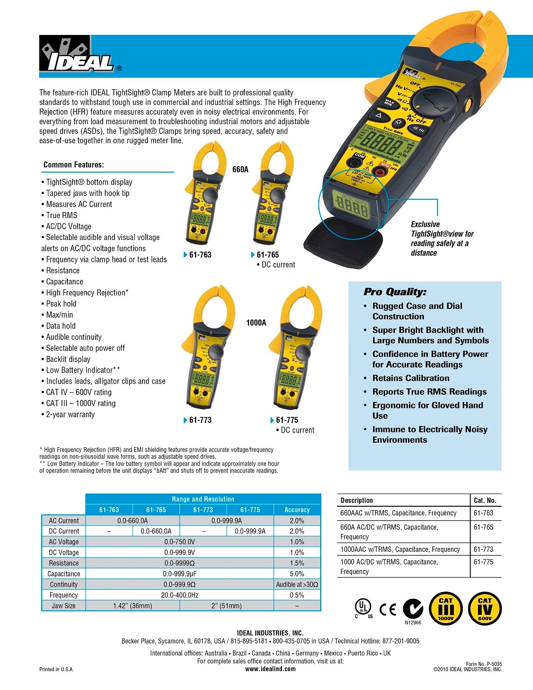 IDEAL 1000 Amp TightSight Clamp Meter AC/DC with TRMS 61-775 - The Home ...