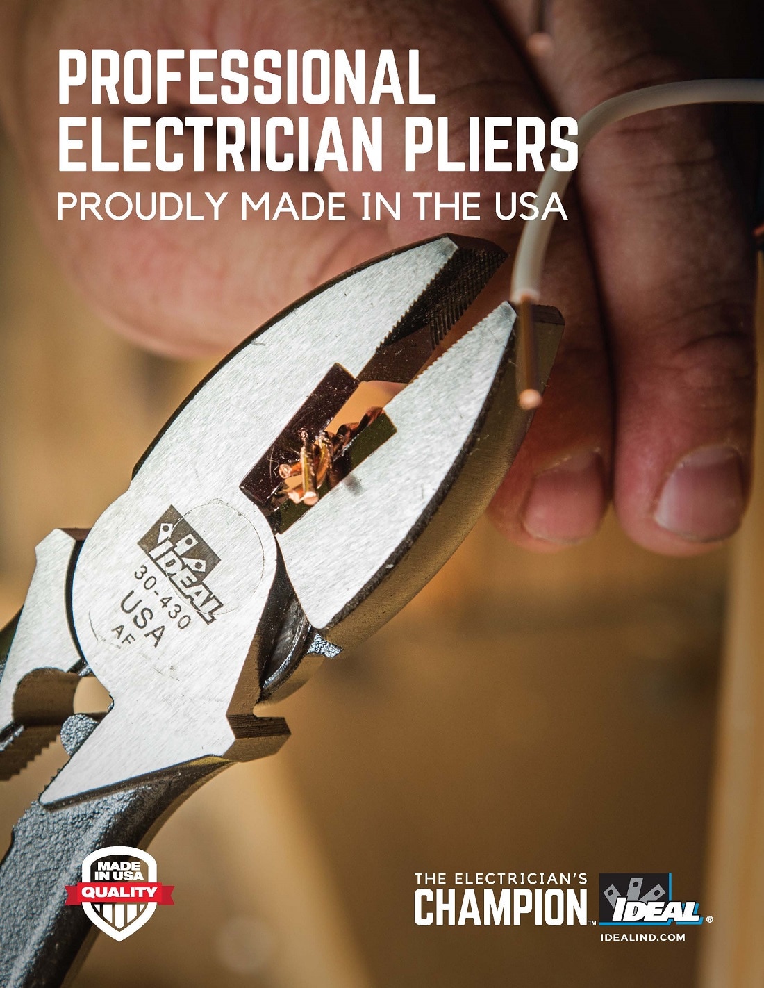 IDEAL 9-1/2 in. Smart Grip Linesman Plier with New England Nose ...