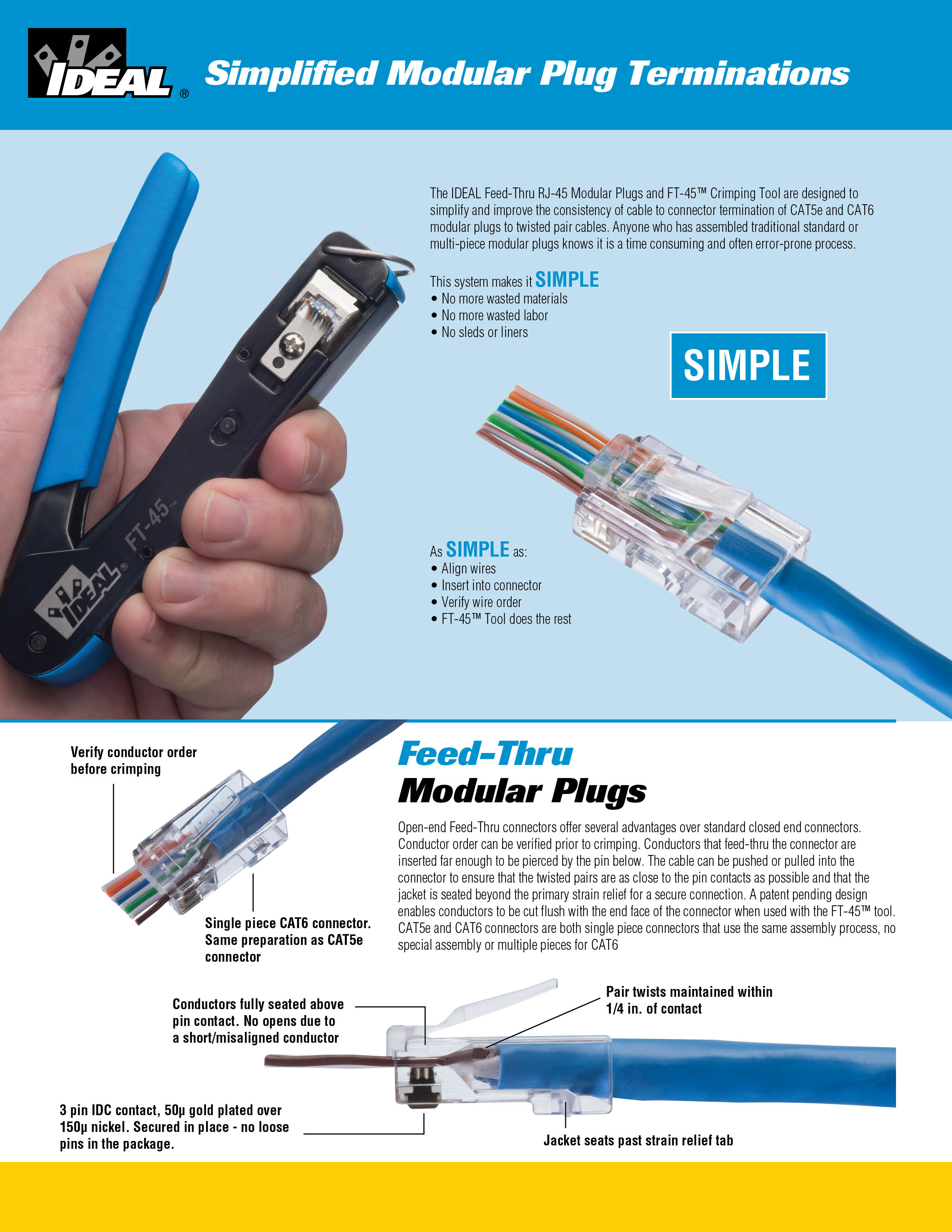 IDEAL FT-45 Feed-Thru Modular Plug Crimp Tool 30-495 - The Home Depot