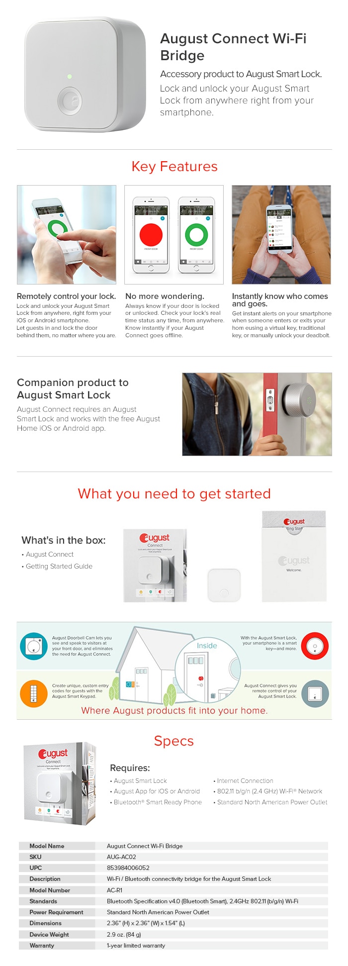 August Connect Wi-Fi Bridge for Smart Locks AUG-AC02 - The Home Depot