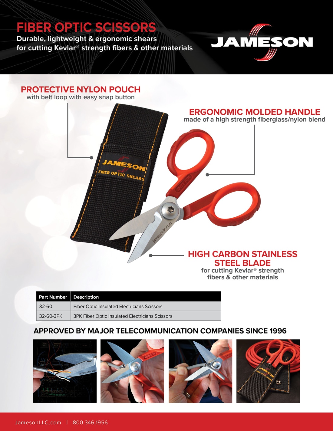 Jameson Fiber Optic Electrician Scissors, 5-1/2 in. 32-60 - The Home Depot