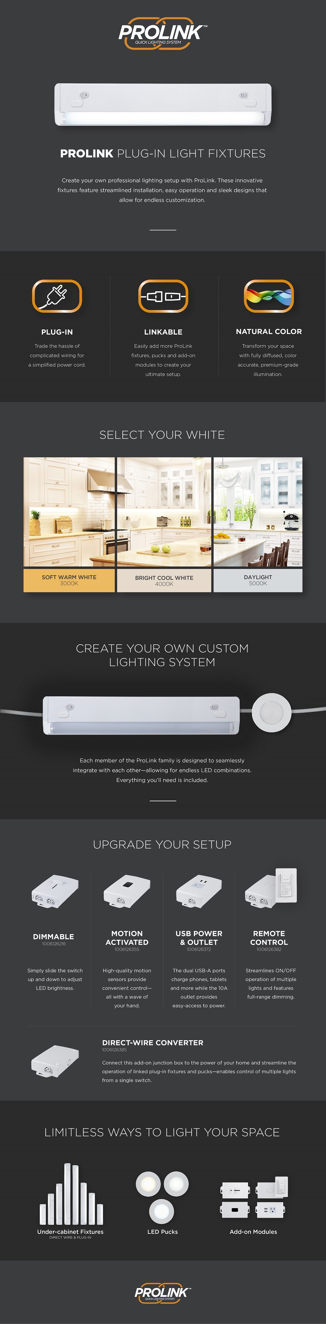 ULTRA PROGRADE ProLink Plug-in 24 in. LED White Under Cabinet Light ...