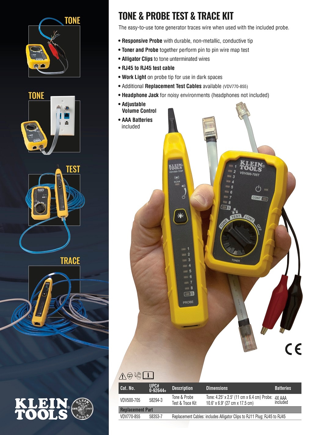 Klein Tools Tone and Probe Tester and Wire Tracer Set, (Ethernet RJ45 ...