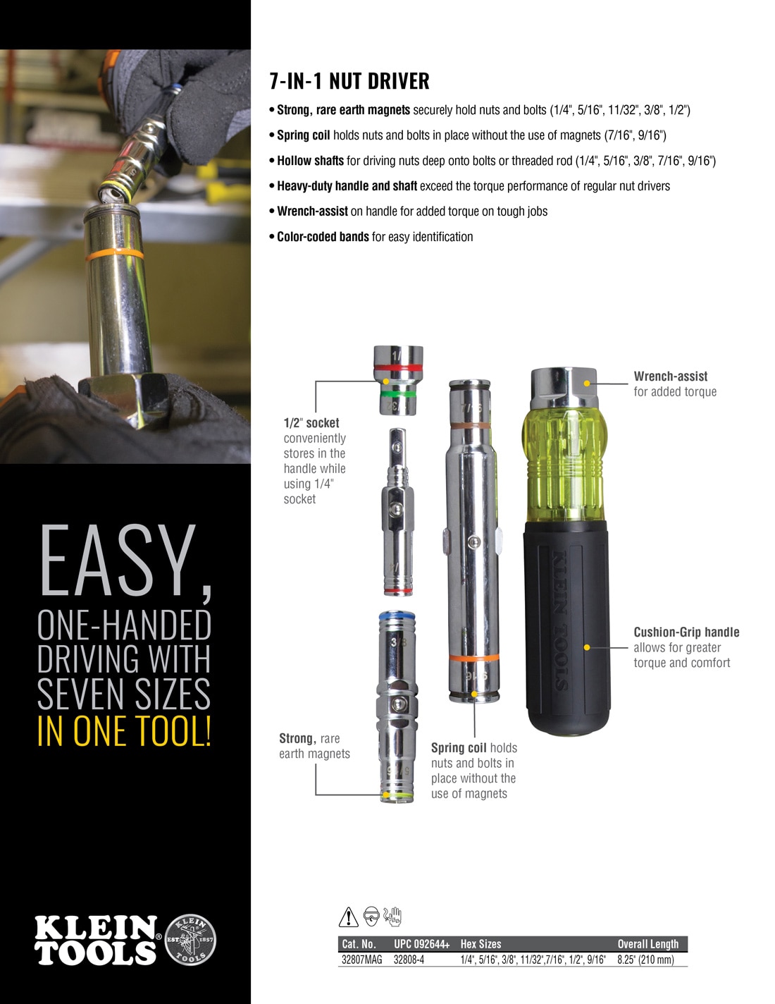 Klein Tools 7-in-1 Heavy Duty Multi Nut Driver Set 32807MAGSEN - The ...