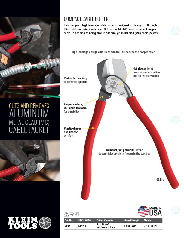Klein Tools High-Leverage Compact Cable Cutter 63215 - The Home Depot