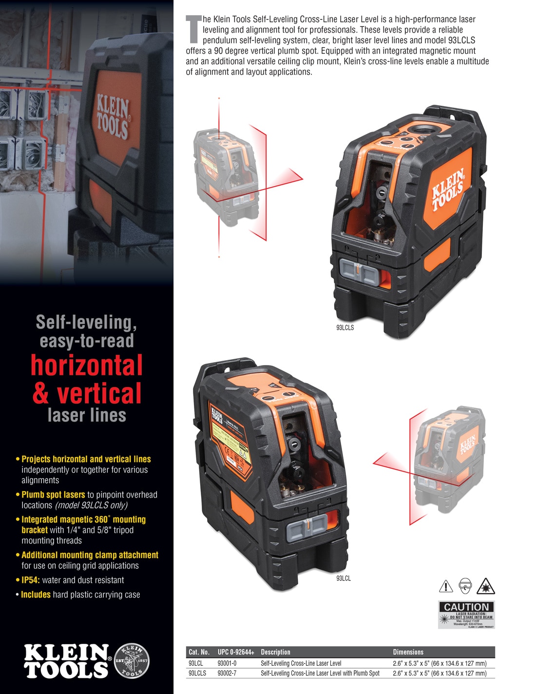 Klein Tools Laser Level, Self-Leveling Red Cross-Line Level and Red ...
