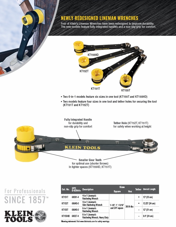Klein Tools 6-in-1 Ratcheting Lineman s Wrench KT155T - The Home Depot