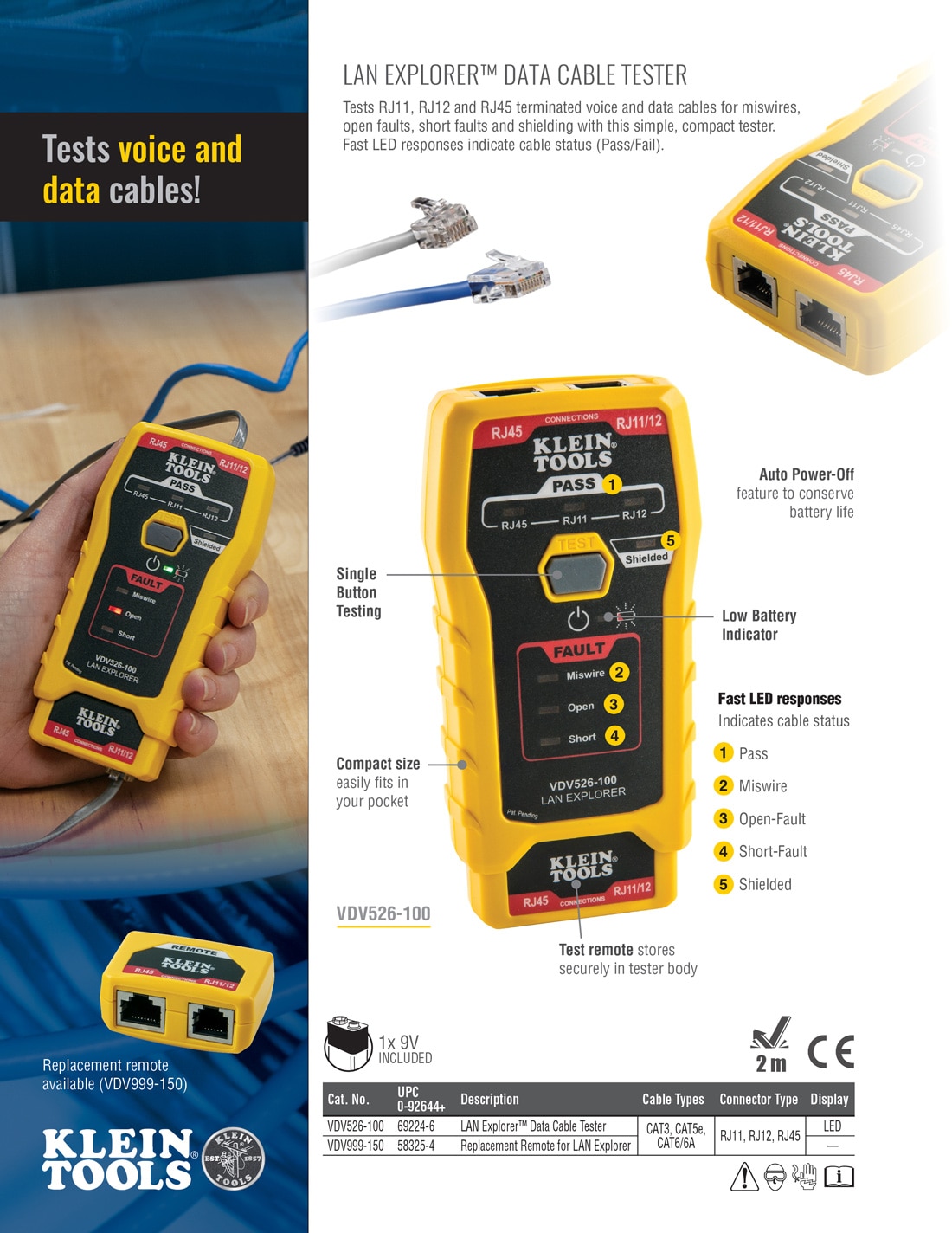 Klein Tools Pro Tone and Probe Kit and LAN Explorer Data Cable Tester ...