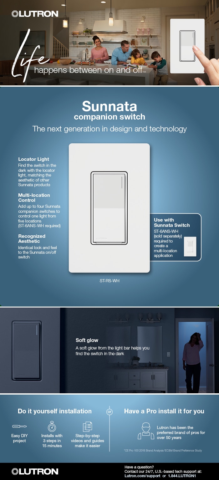 Lutron Sunnata Companion Switch, only for use with Sunnata On/Off ...