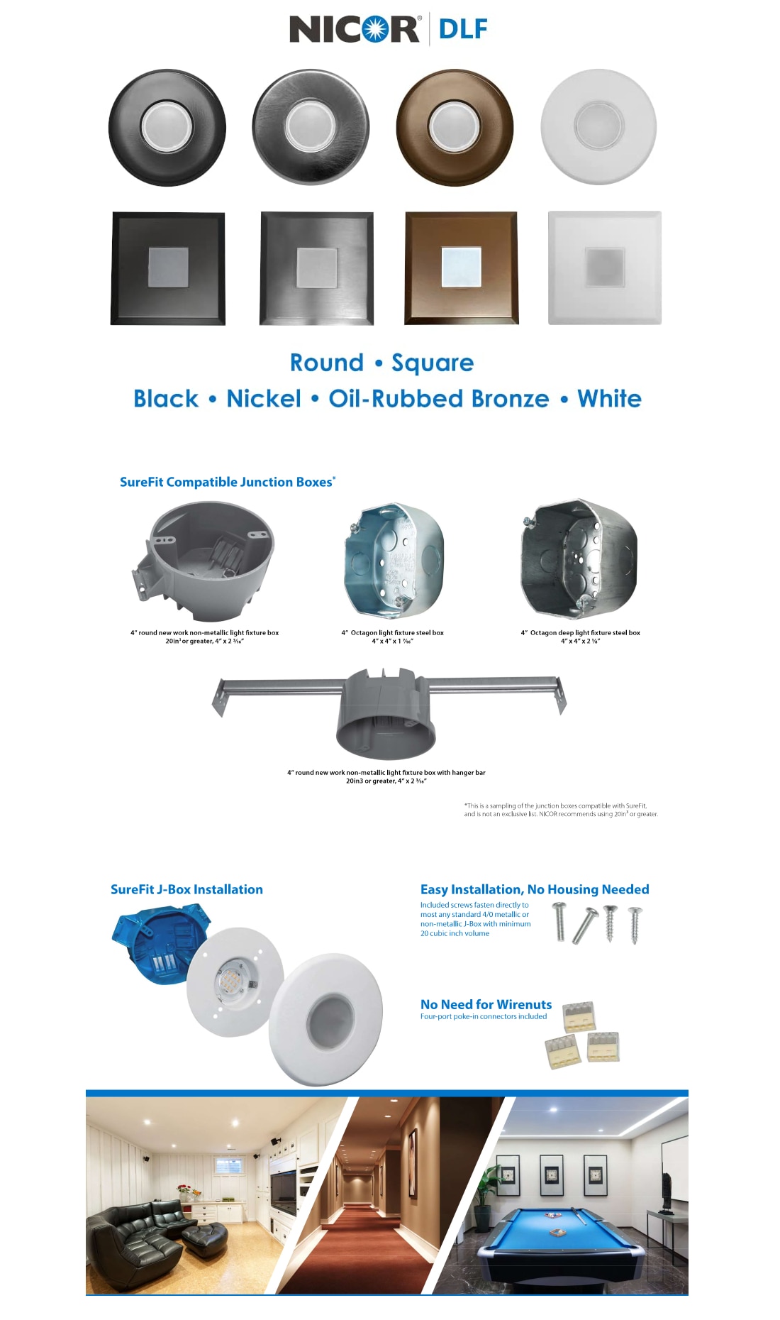 NICOR SureFit(v2) 5.2 in. Square Oil-Rubbed Bronze Ultra Slim LED Flush ...