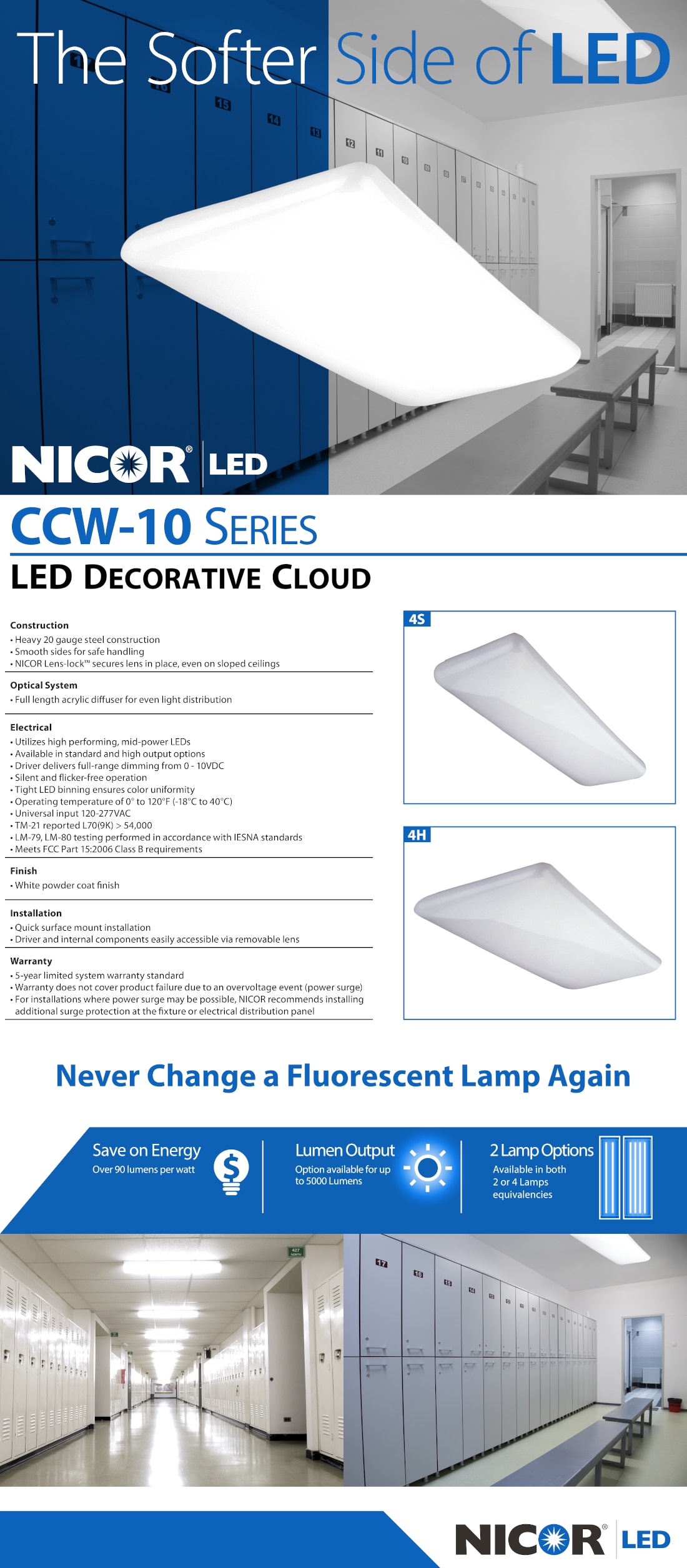 NICOR 225-Watt Equivalent White Integrated LED Designer Cloud ...