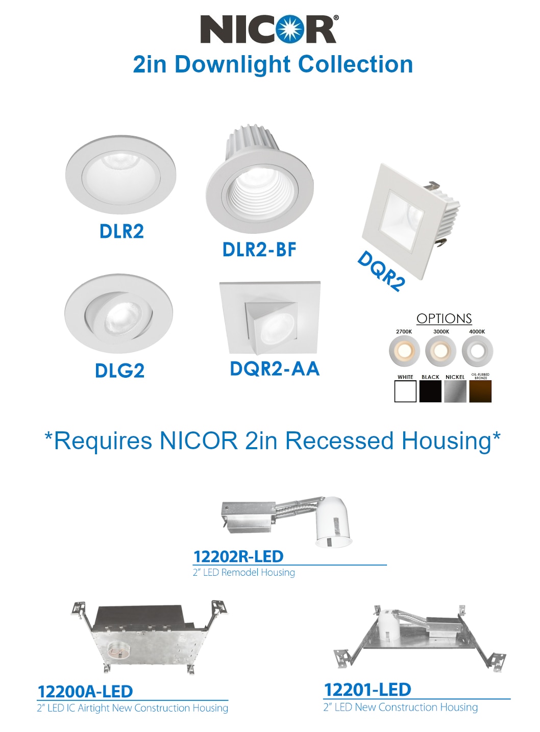 NICOR DQR 2 in. 3000K Square Remodel or New Construction Integrated LED ...
