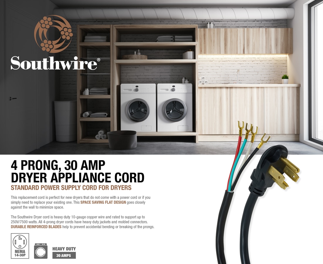Southwire 5 ft. 10/4 4-Wire Dryer Cord (3-Pack) 64822101 - The Home Depot