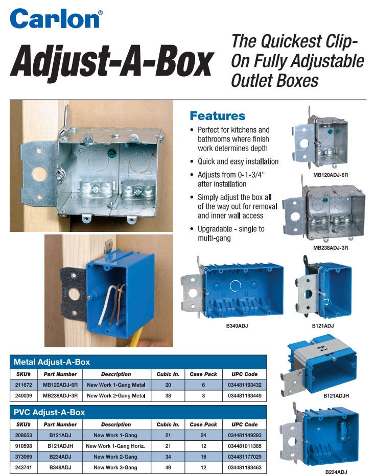 Carlon 1-Gang 21 cu. in. Electrical PVC New Work Electrical Switch and ...