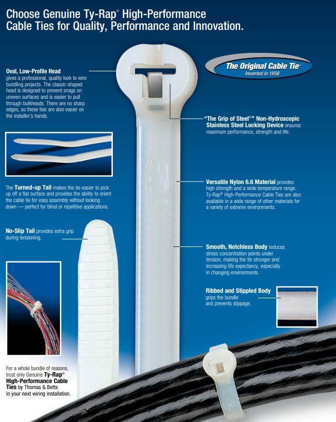 TyRap 7 in. 50 lb. High Performance Ty-Rap Cable Tie - Black (100-Pack ...