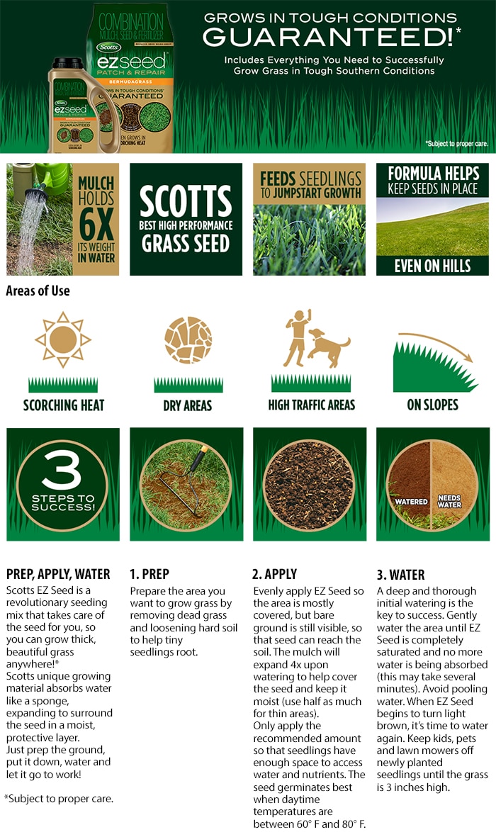 Scotts EZ Seed Patch and Repair Bermudagrass, 10 lbs., with Mulch ...