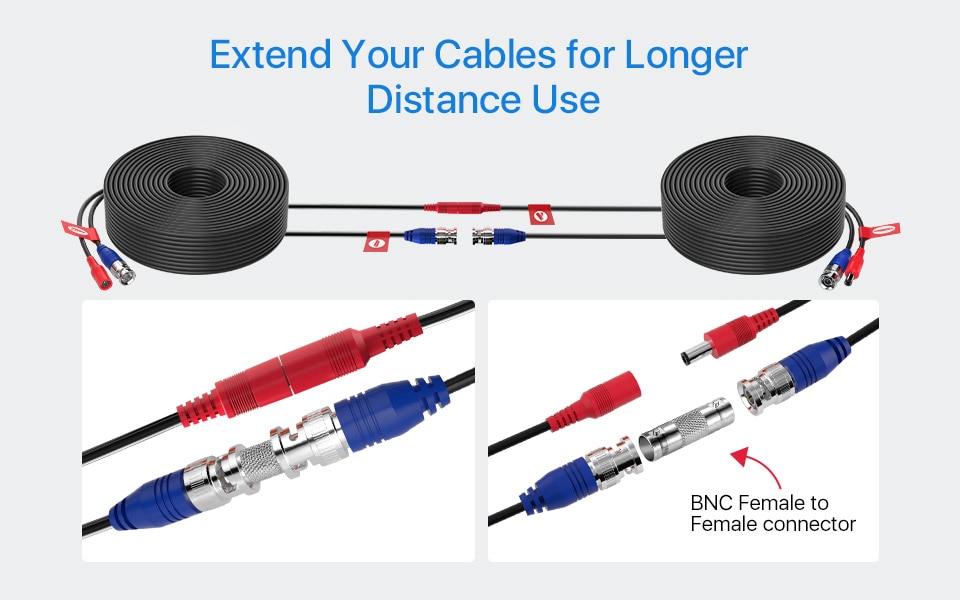 ZOSI 60 ft. Security Camera Cables BNC Cord Video Power Cable(4 pack of ...