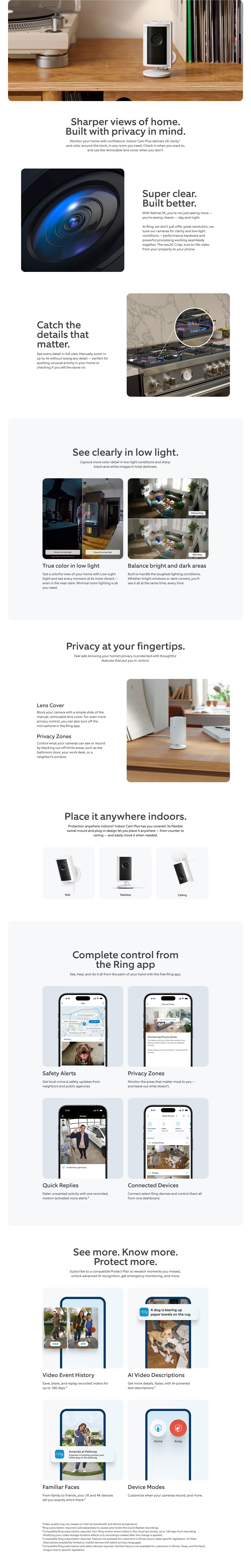 Ring Indoor Cam Plus - Plug-In Retinal 2K Security Camera, 4x Enhanced ...