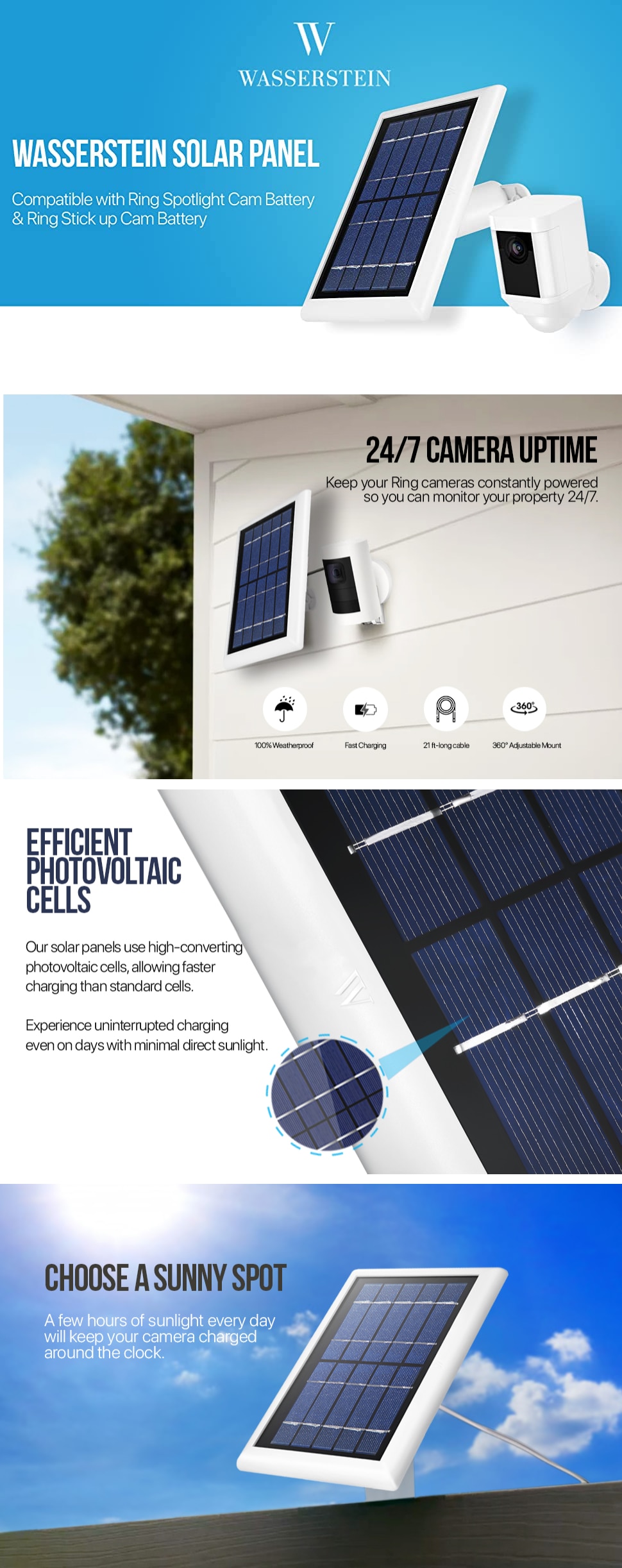Wasserstein Solar Panel Compatible with Spotlight Cam Battery and All ...