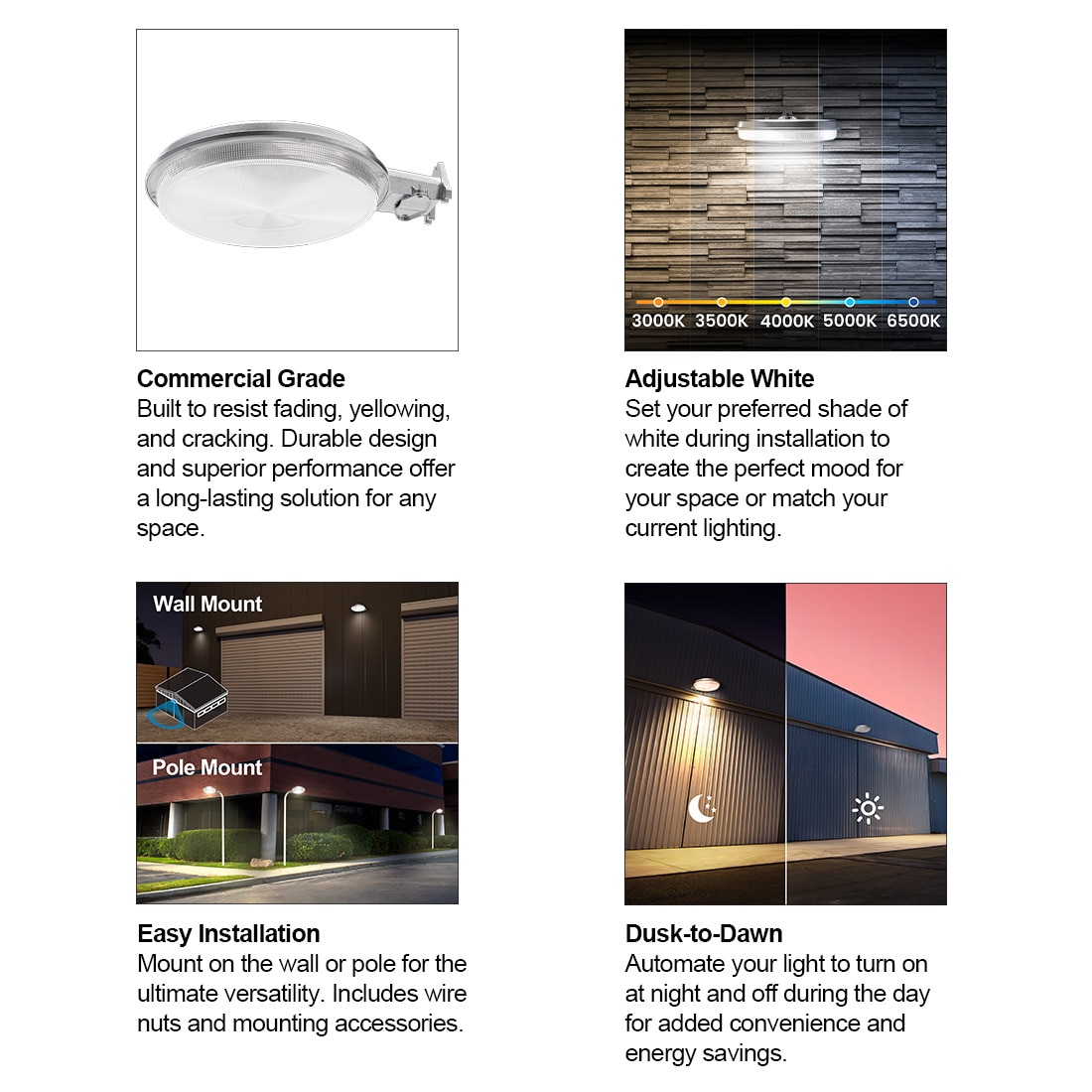 Feit Electric 9000 Lumen Integrated LED Selectable 5CCT 12 in. Silver ...