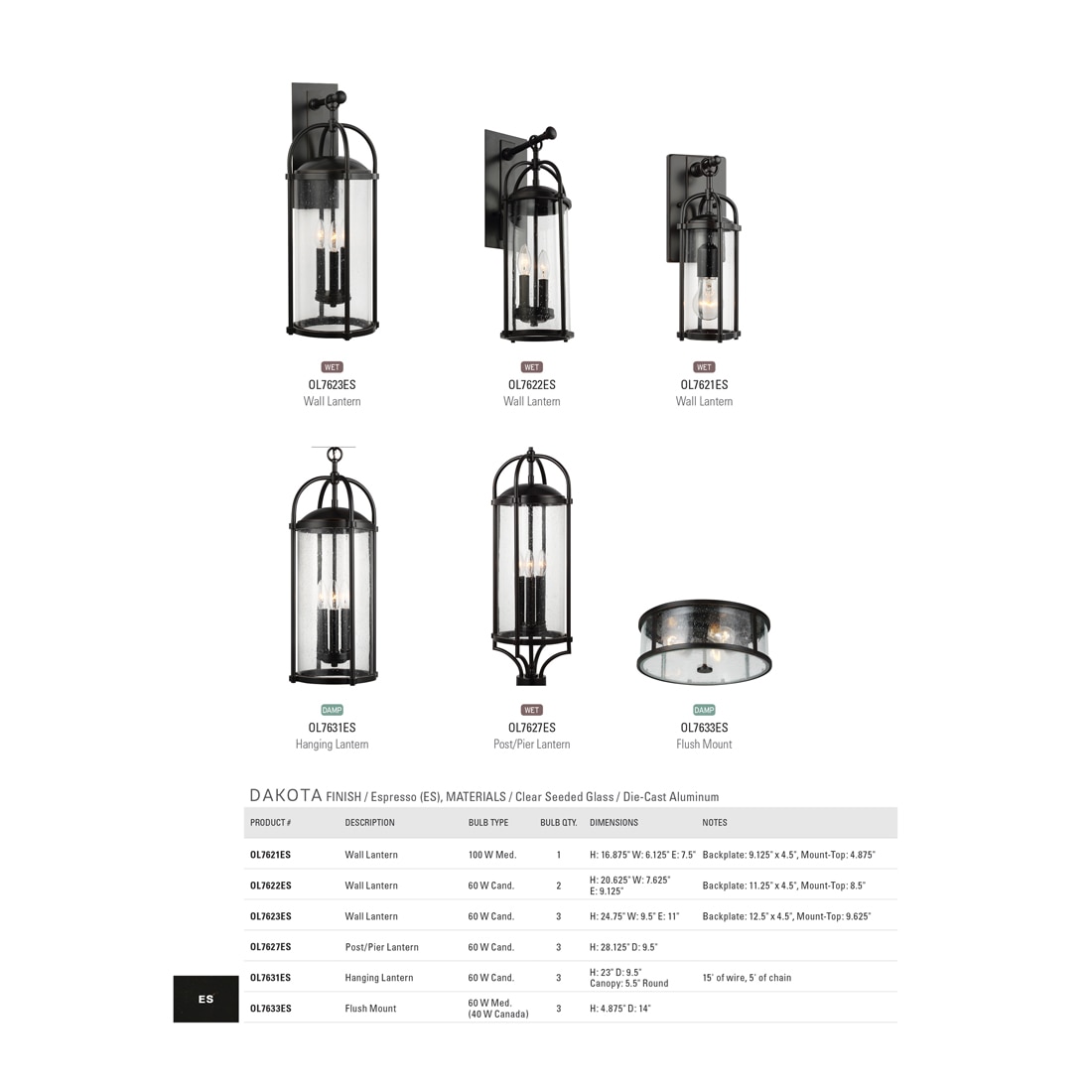 Generation Lighting Dakota 3-Light Espresso Flush Mount OL7633ES - The ...