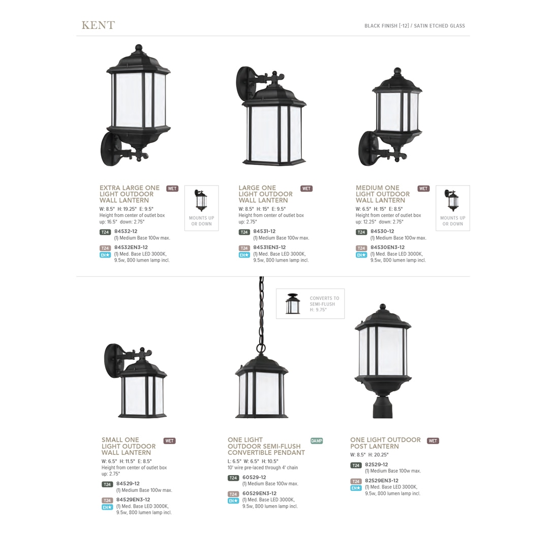 Generation Lighting Kent 1-Light Black Post Lantern 82529-12 - The Home ...