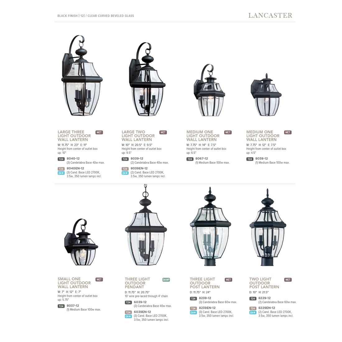 Generation Lighting Lancaster 3-Light Traditional Black Outdoor Large ...