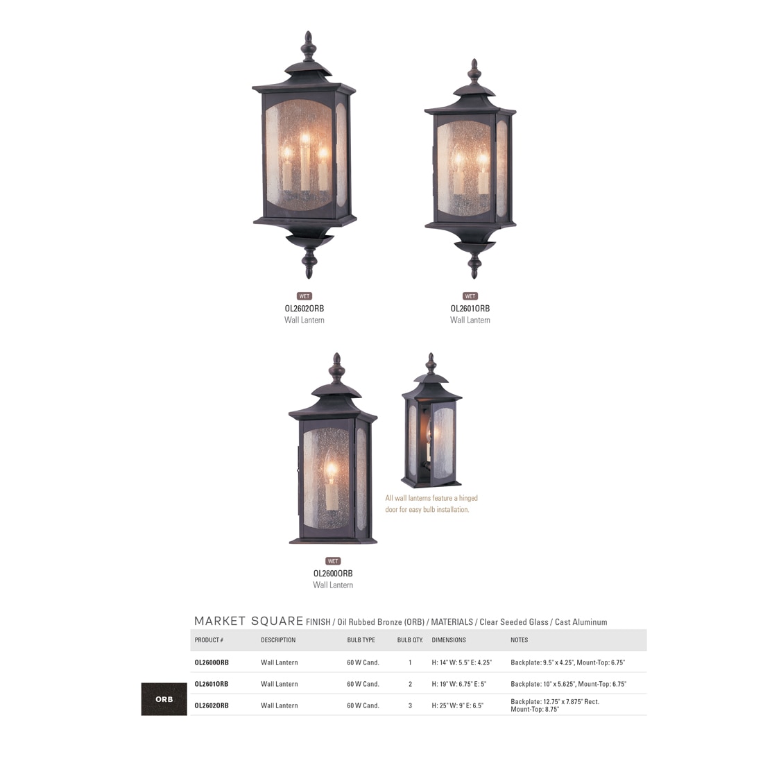 Generation Lighting Market Square 6.75 in. W 2-Light Oil Rubbed Bronze ...