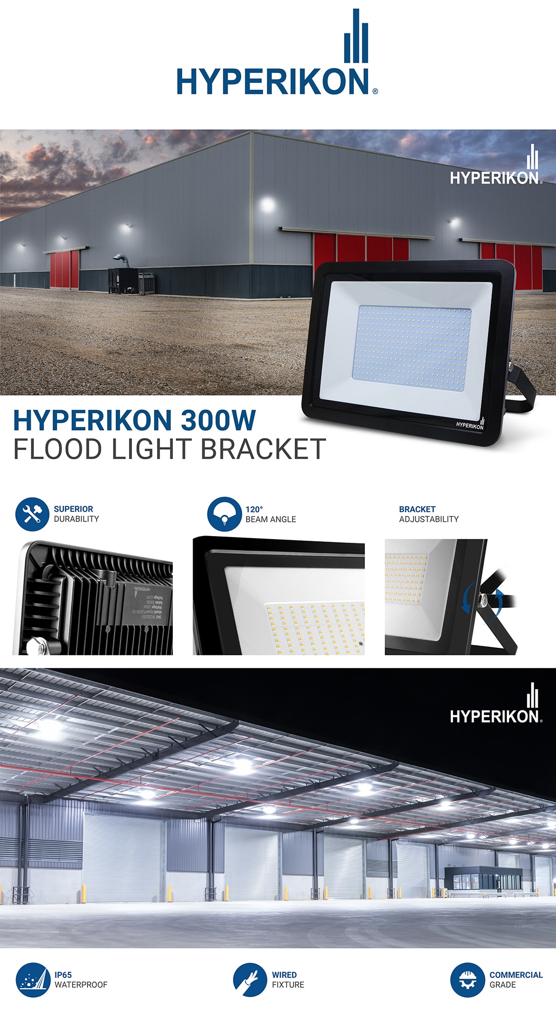 Hyperikon Large 1500-Watt Equivalent Outdoor Integrated LED Black Area ...