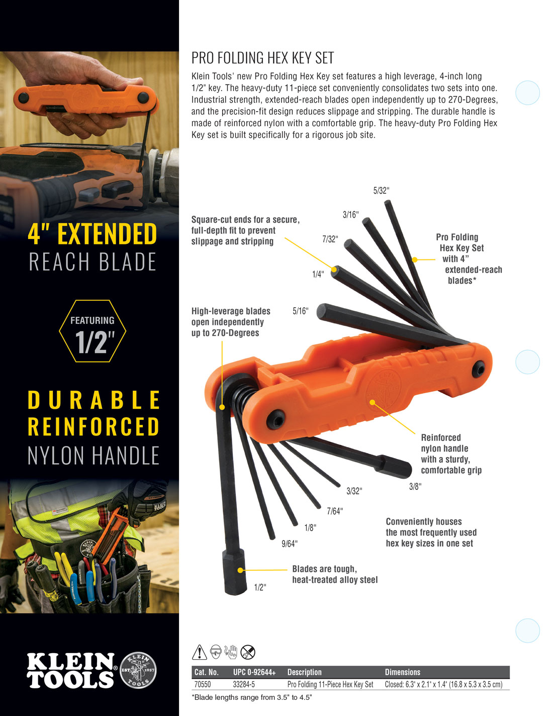 Klein Tools Pro Folding Hex Key Set, 11-Key, SAE Sizes 70550 - The Home ...