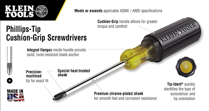 Klein Tools #2 Profilated Phillips Head Screwdriver with 4 in. Round ...