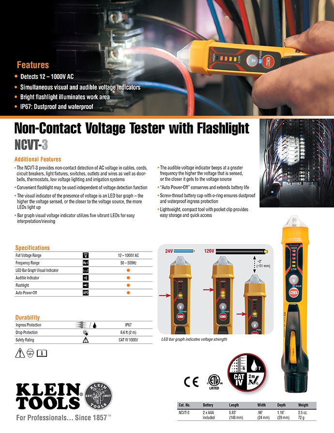 Klein Tools Non-Contact Voltage Tester Kit NCVT3KIT - The Home Depot