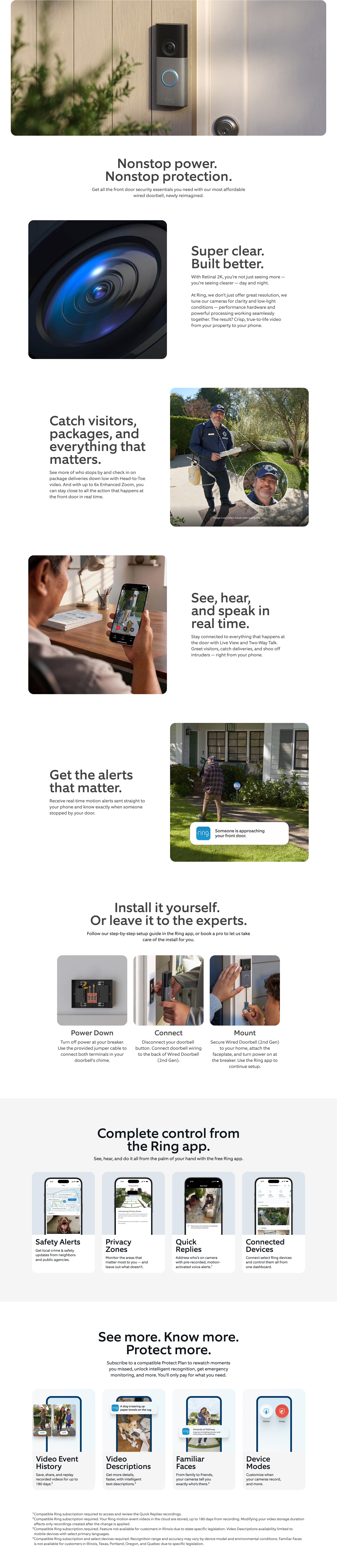 Ring Wired Doorbell (Newest Model) - Retinal 2K with Wide-angle Video ...