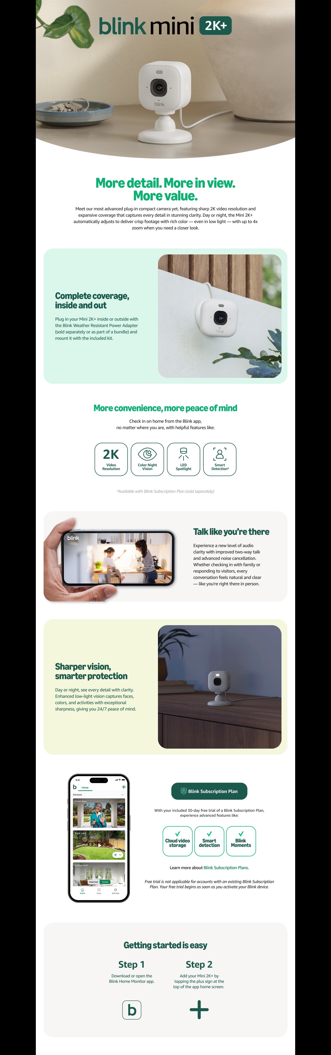 Blink Mini 2K+ (Newest Model)-Plug-In Security Camera-2K Video ...