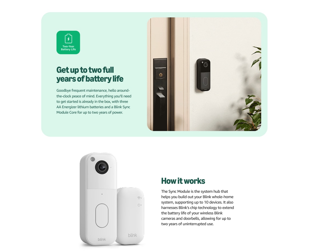 Blink Video Doorbell System - Wireless - Battery Operated Smart Video ...