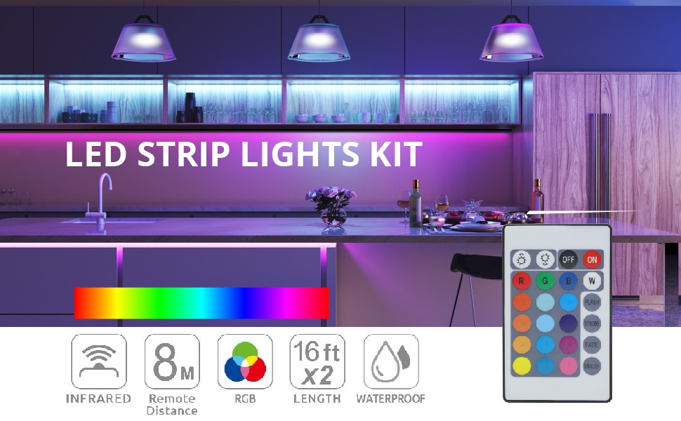 WBM SMART 2 x 5M, 6.14 in. Height LED Light Strips Color Changing RGB ...