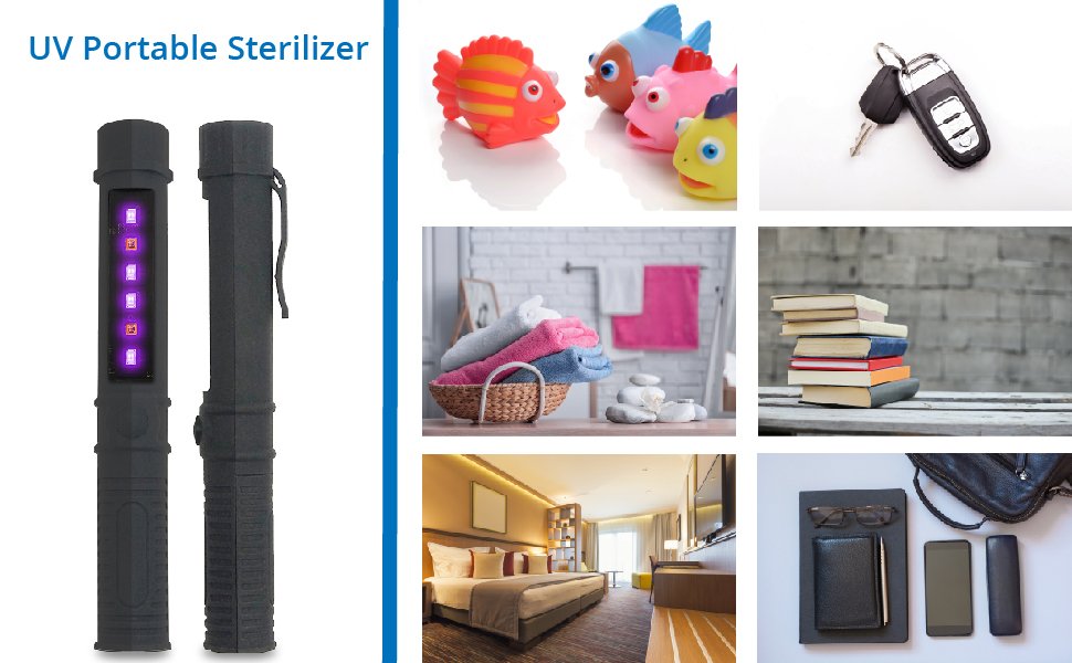 WBM SMART 6.61 In. UV Light Sanitizer Wand, Portable UVC Disinfector ...