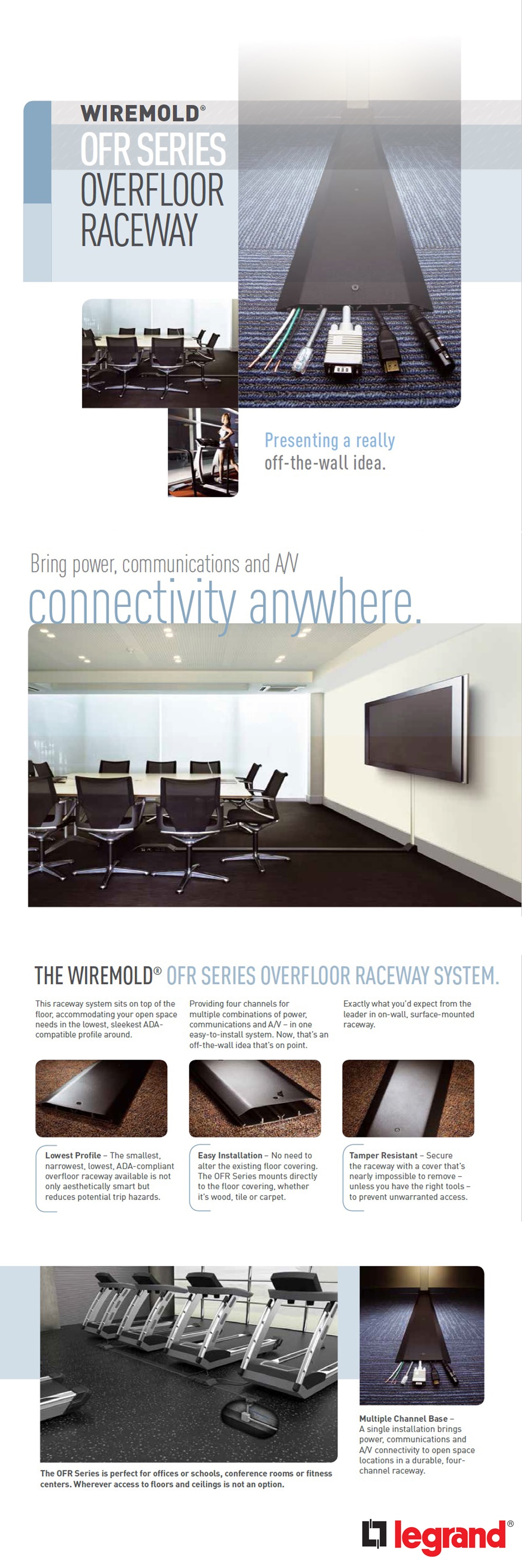 Legrand Wiremold OFR Series Over Floor Raceway 8 ft. Channel Base and ...